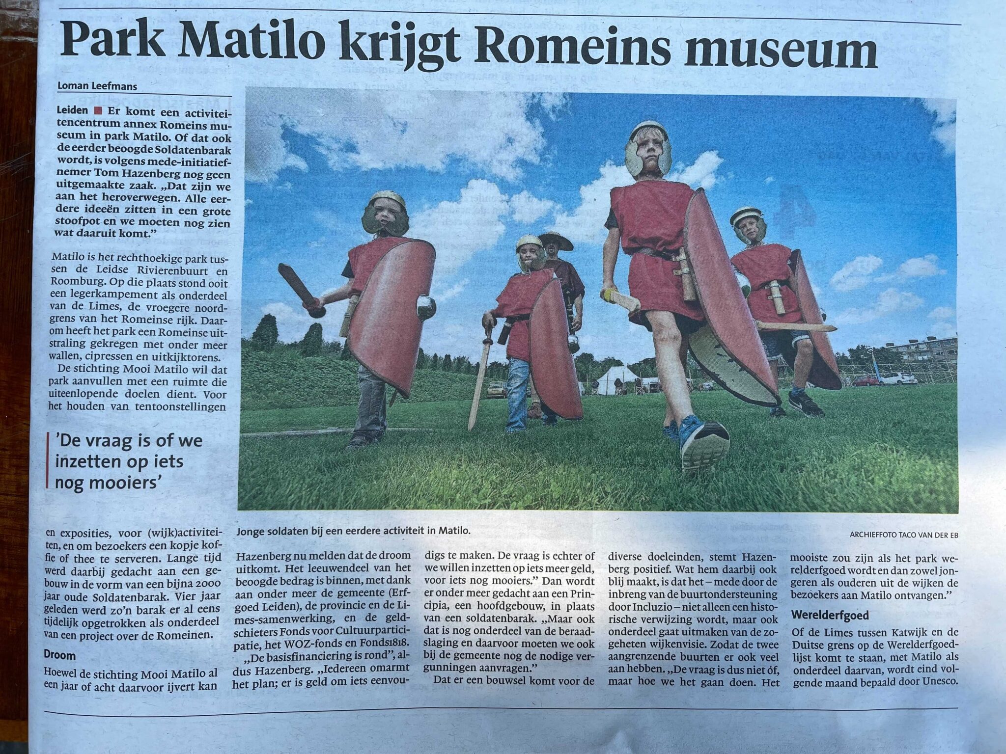 Romeins Museum Park Matilo in Leidsch Dagblad – Park Matilo